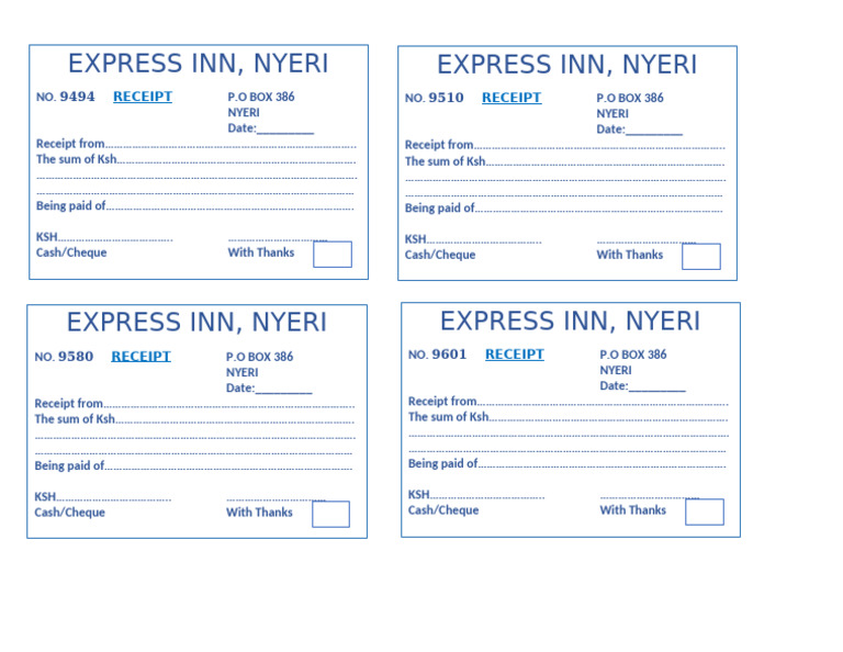 Express Inn Receipt Template | PDF