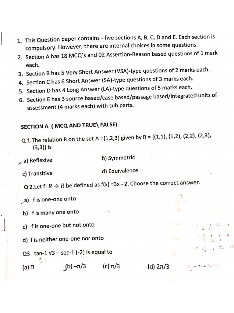 Maths Preboard | PDF