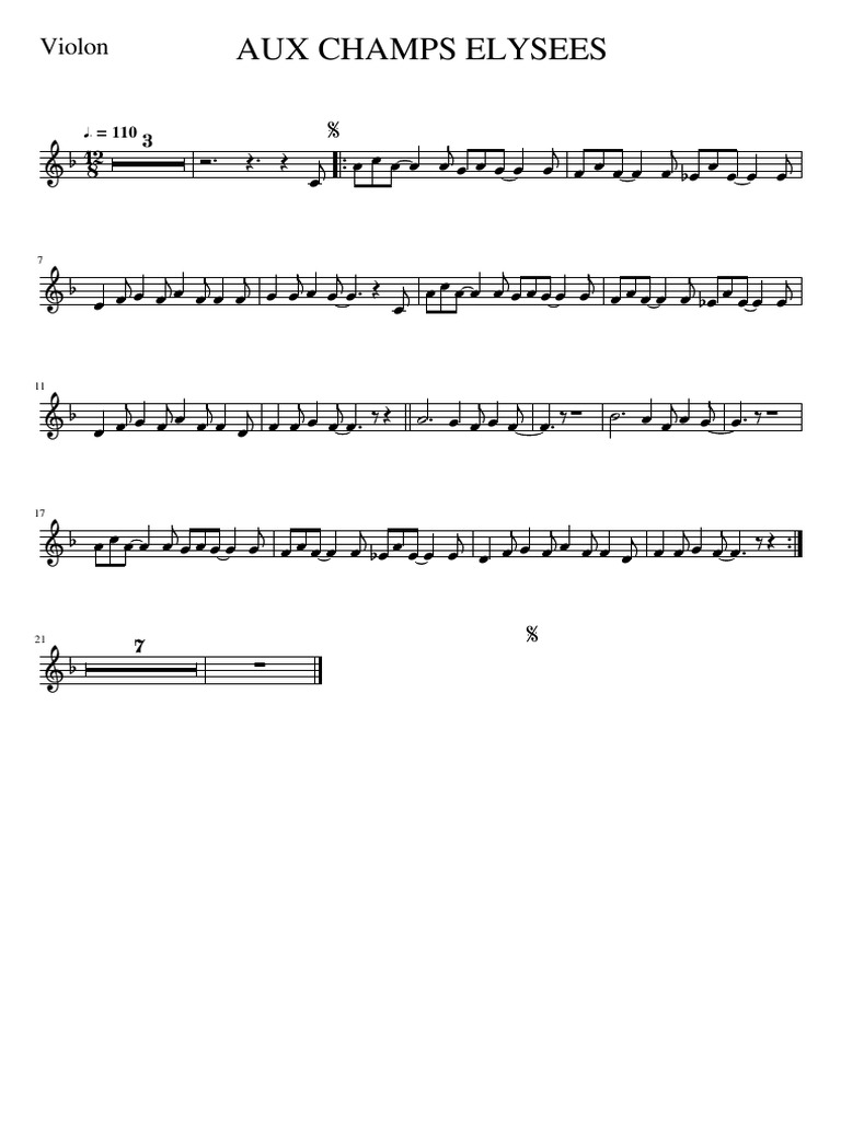AUX CHAMPS ELYSEES-Violon | PDF