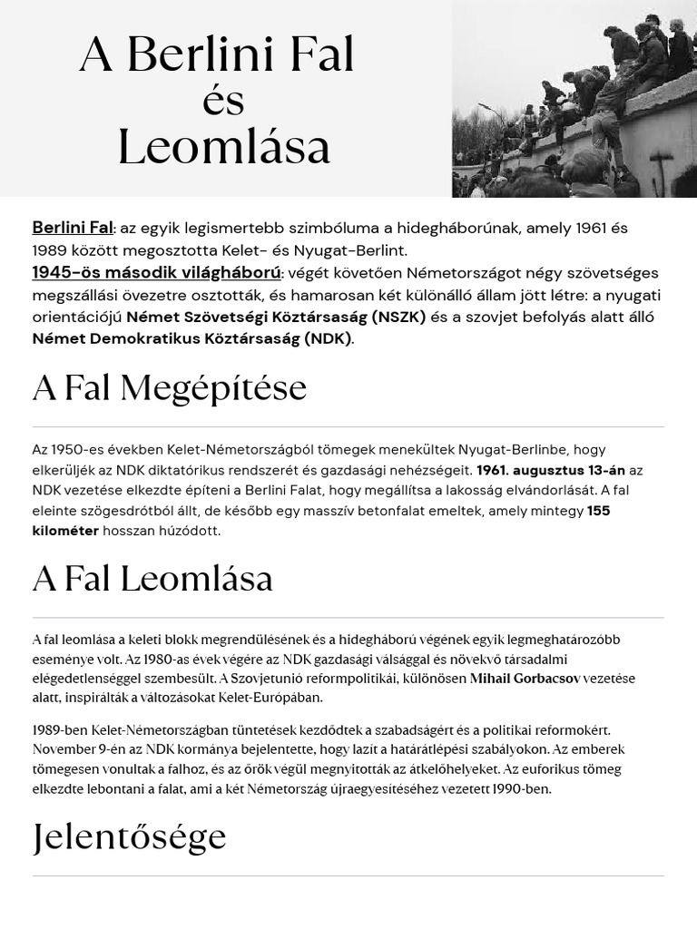 A Berlini Fal És Leomlása | PDF