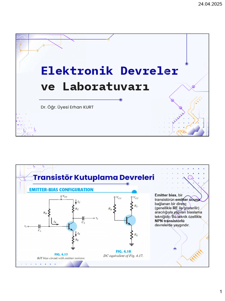 7.hafta - Elektronik Devreler | PDF