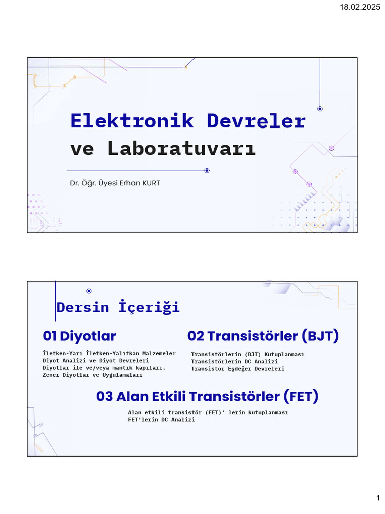 1.hafta Elektronik Devreler | PDF