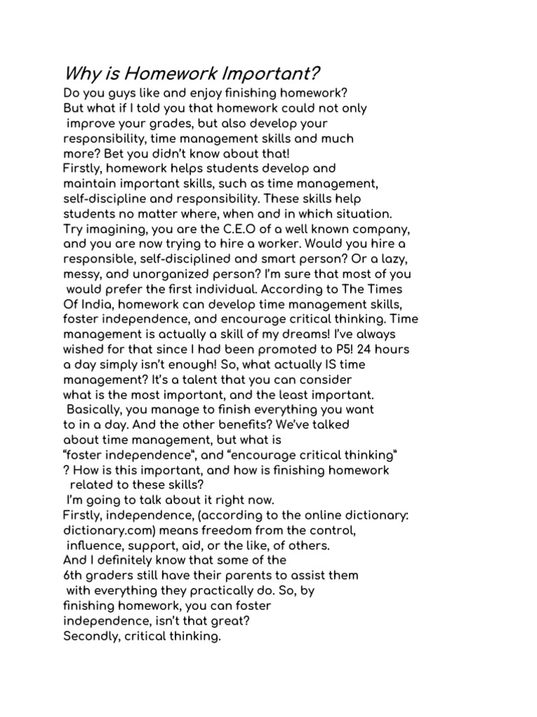 T.E.D Talk - Why Is Homework Important | PDF | Homework | Thought