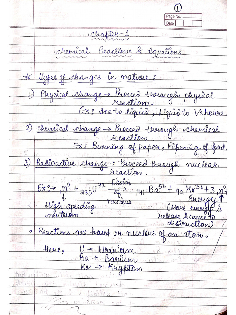 Chemical Reactions, Class-10 | PDF