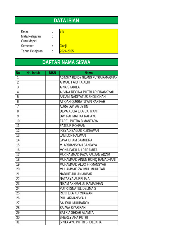 8B - Template Prediksi RDM 2024 Ganjil | PDF