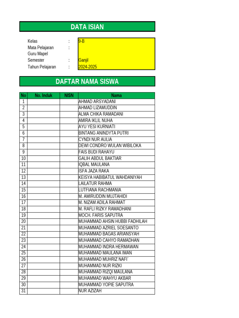 9B - Template Prediksi RDM 2024 Ganjil | PDF