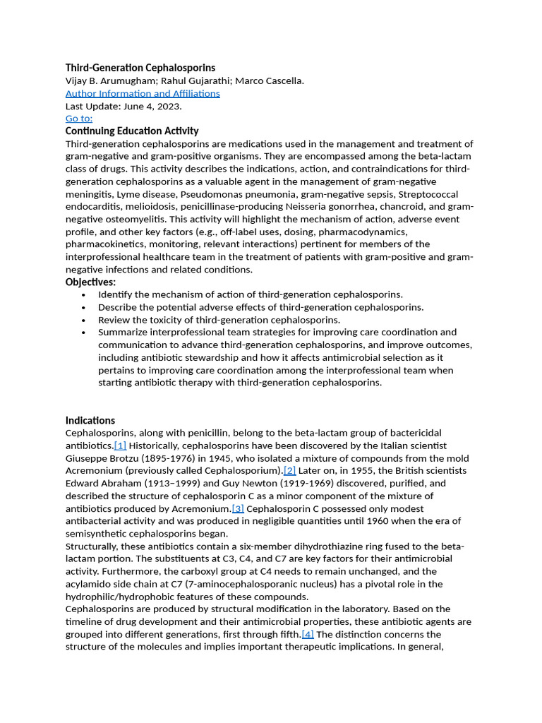 Third-Generation Cephalosporins Overview | PDF | Beta Lactamase | Gram ...