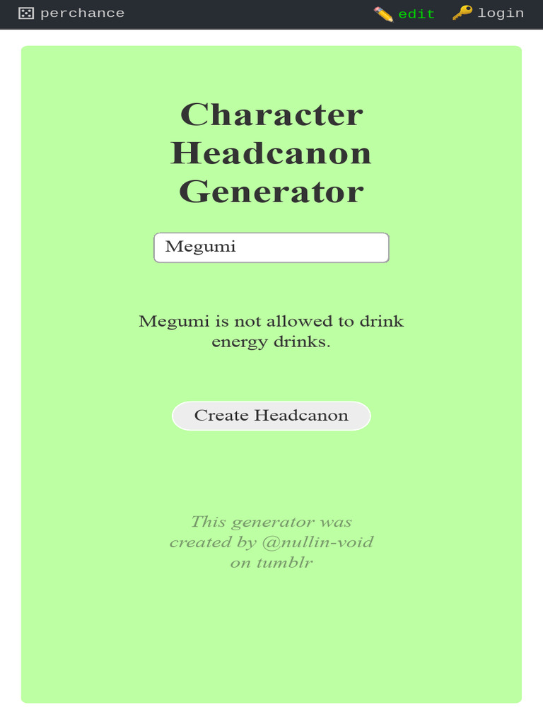Character Headcanon Generator Perchance | PDF