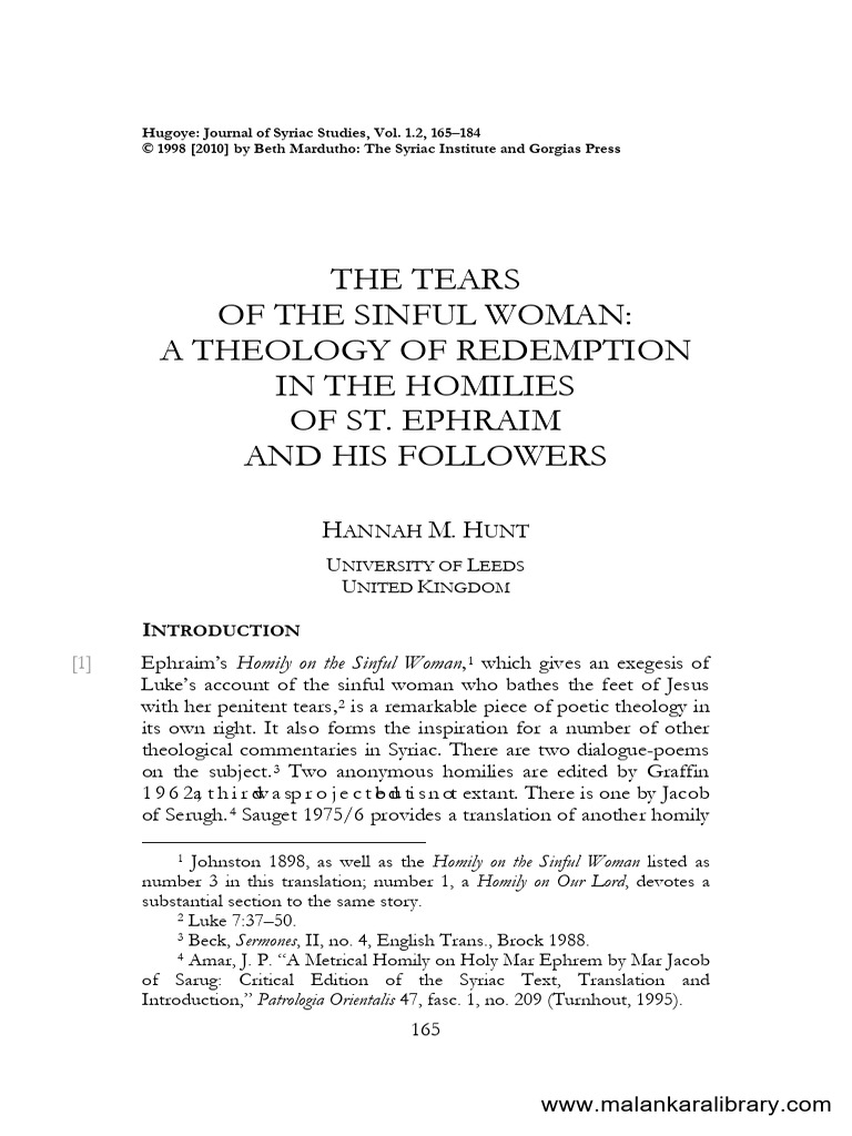 The Tears of The Sinful Woman: A Theology of Redemption in The Homilies ...