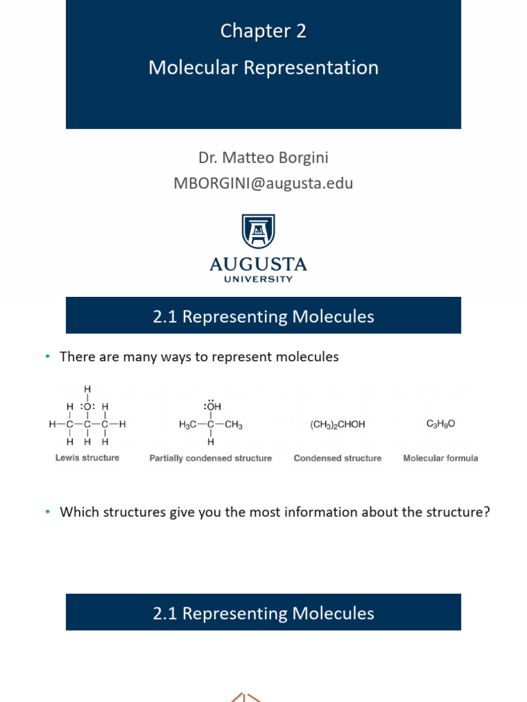 Molecular Representation in Chemistry | PDF | Chemical Bond | Molecules