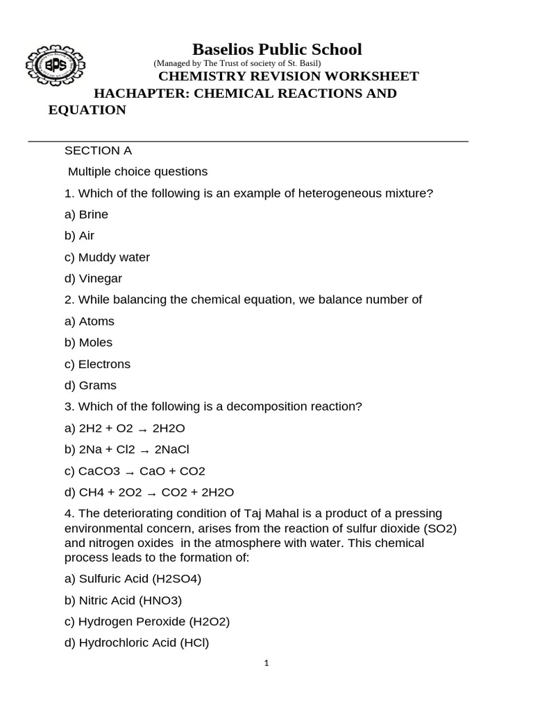 Class 10 Revision Workshet | PDF
