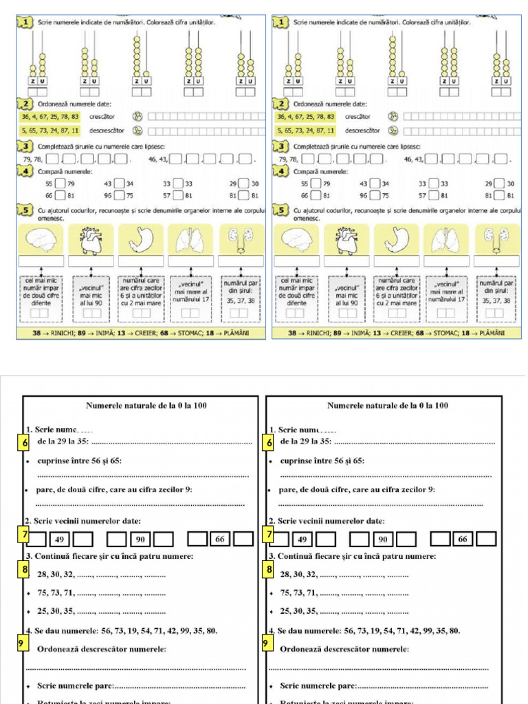 Recapitulare Caiet 0-100 | PDF