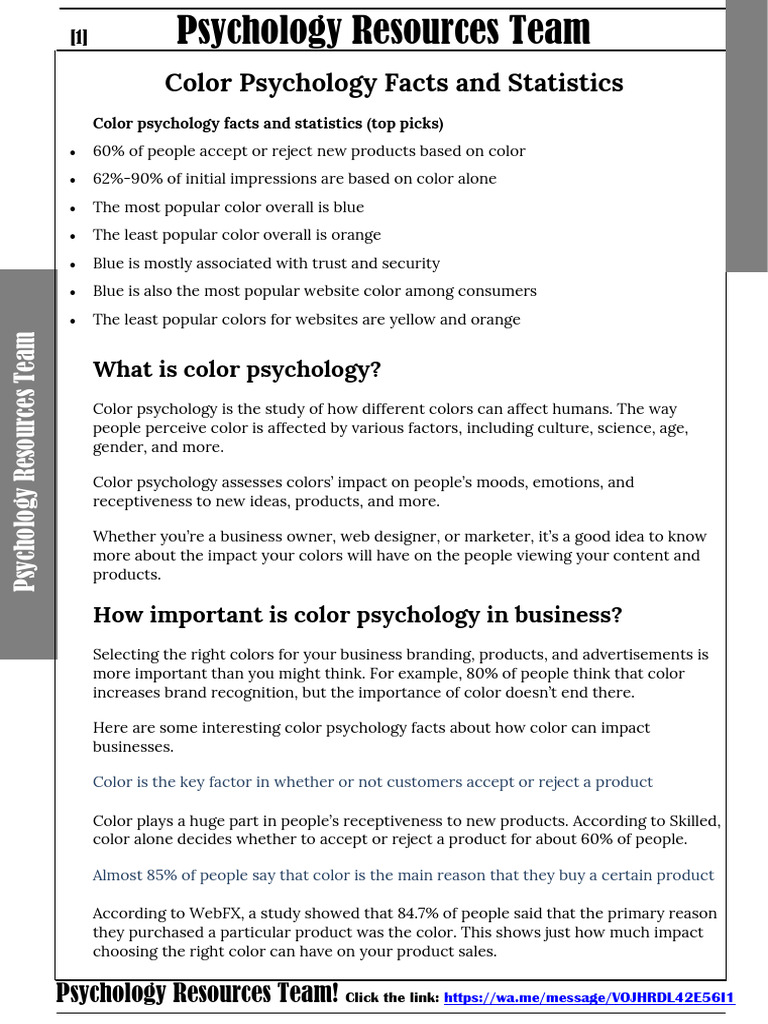 Color Psychology Facts and Statistics | PDF | Color | Psychology
