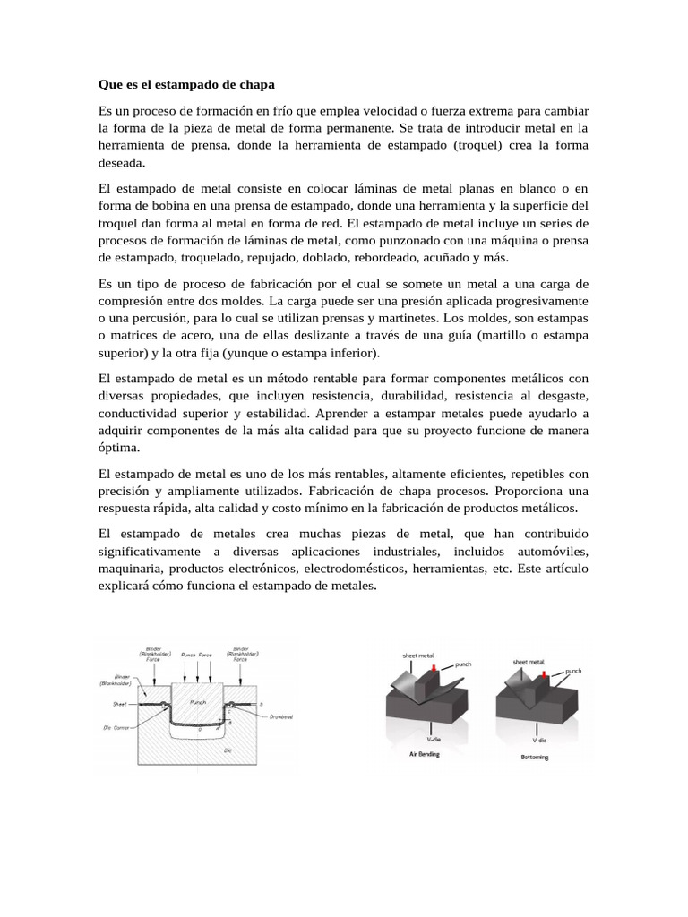 Proceso de Estampado de Chapa Metálica | PDF | Acero | Cobre