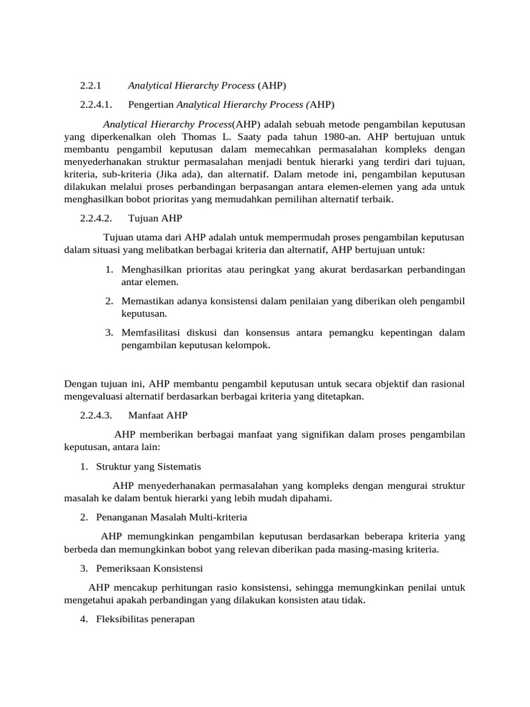 Teori Analytical Hierarchy Process | PDF