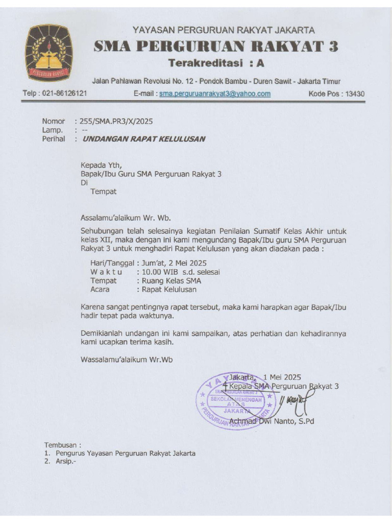 Undangan Rapat Kelulusan | PDF