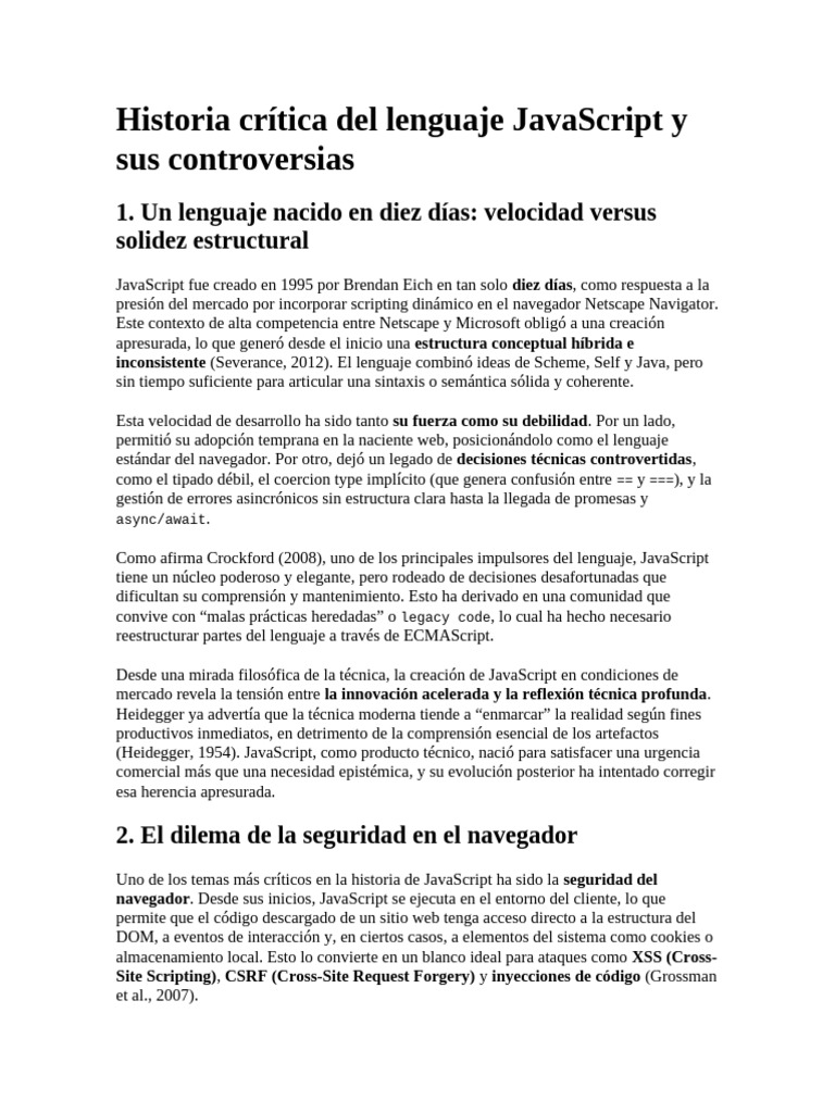 Historia crítica de JavaScript | PDF | Script Java | Informática