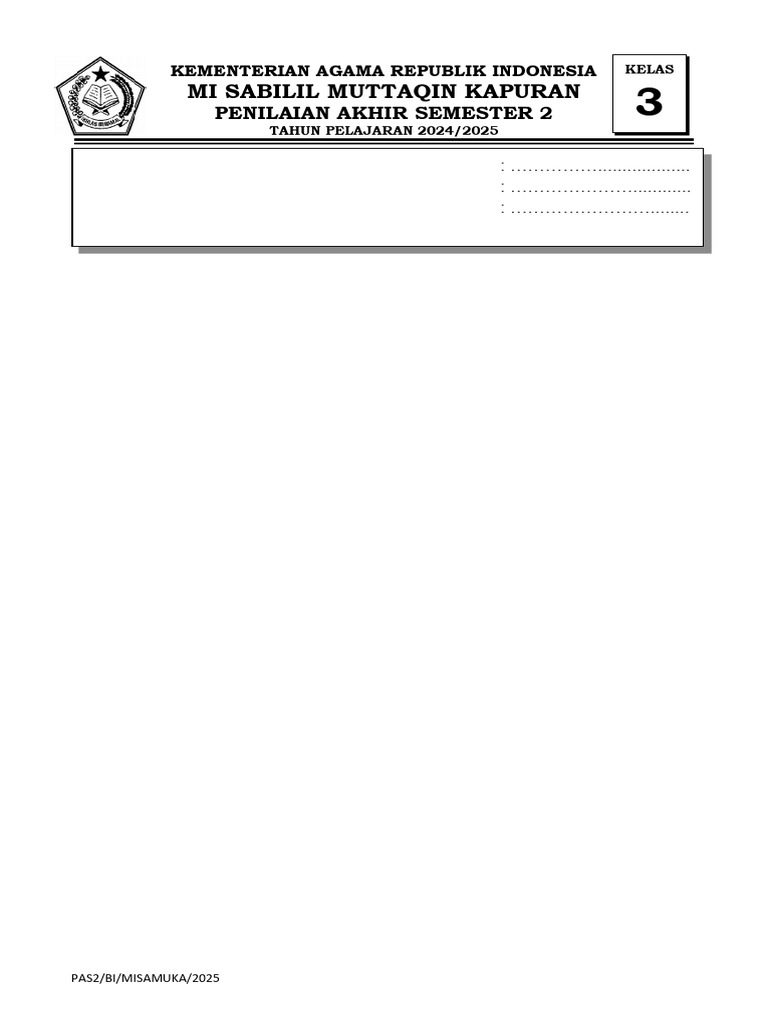Soal Bhs Indonesia Kelas 3 | PDF