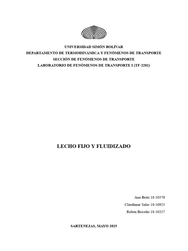 Lecho Fijo y Fluidizado | PDF | Gases | Líquidos