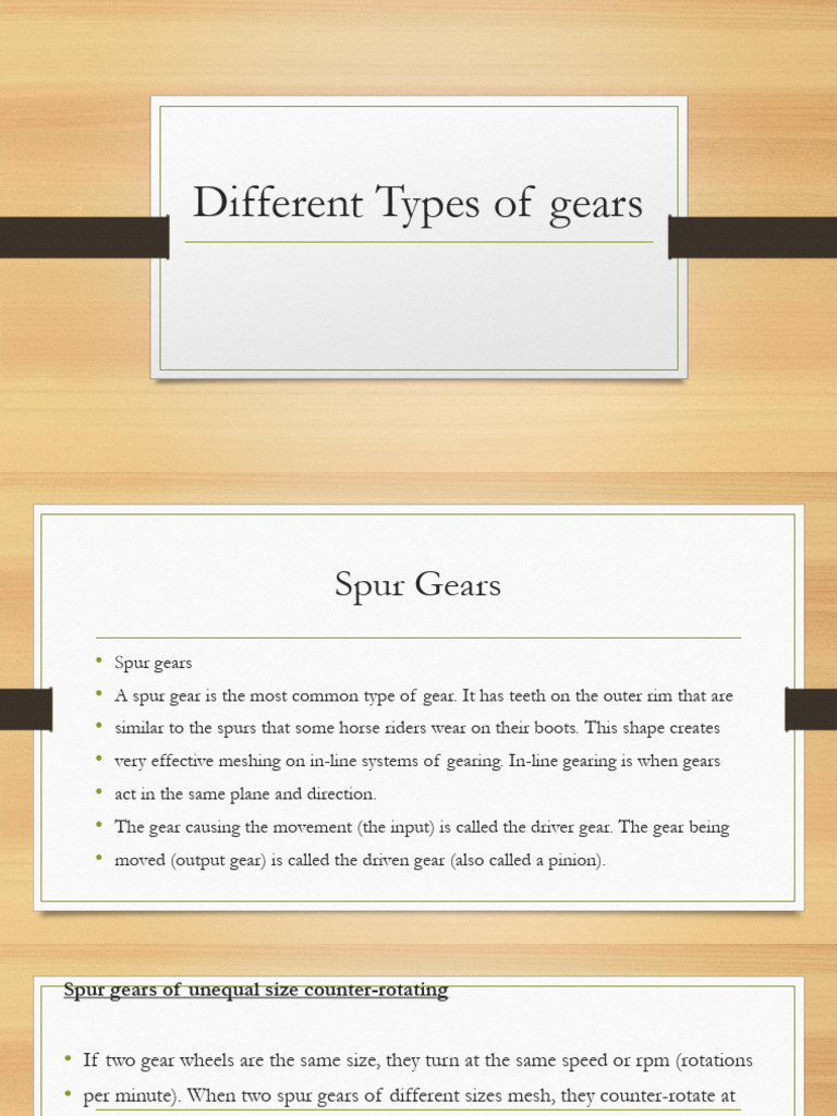 Different Types of Gears | PDF | Gear | Kinematics