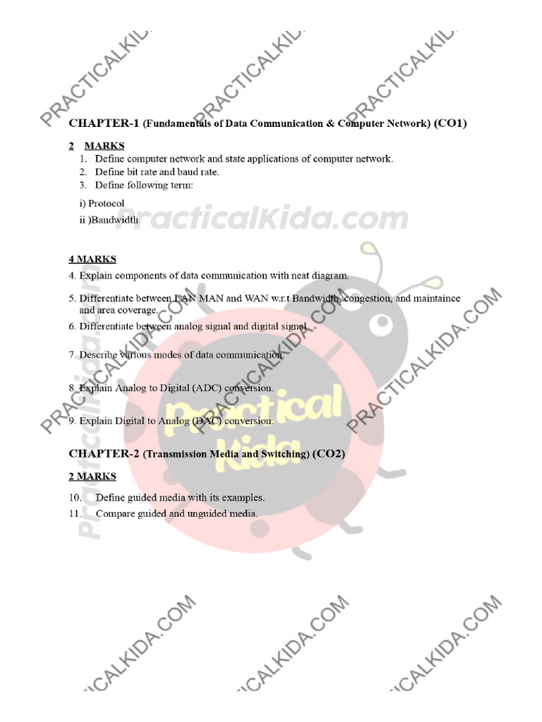 DCN 314318 IMP Question Bank For MSBTE Summer 2024 Exam | PDF