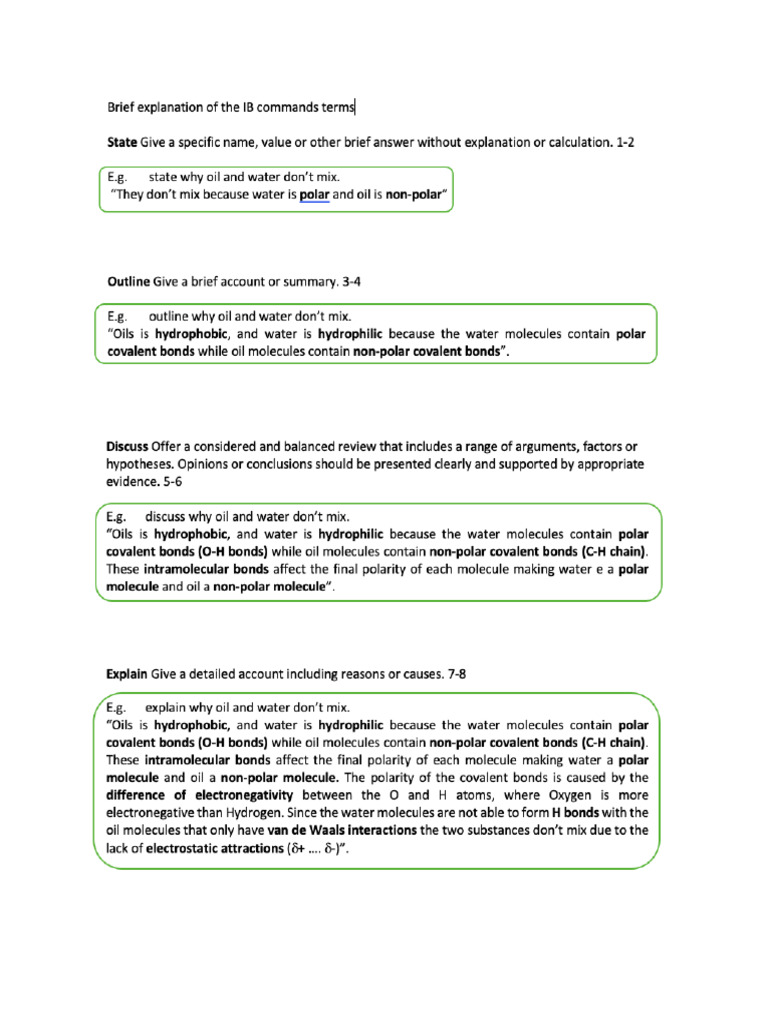 Brief Explanation of The IB Command Terms | PDF