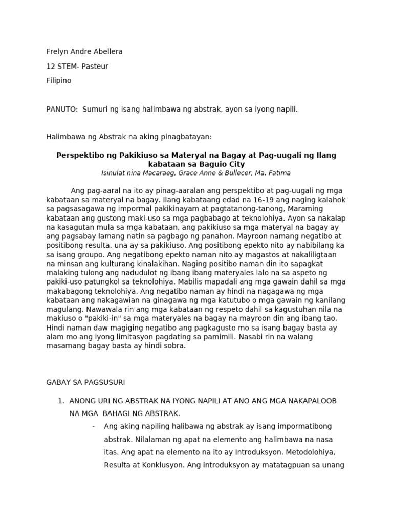 Filipino Abstrak | PDF