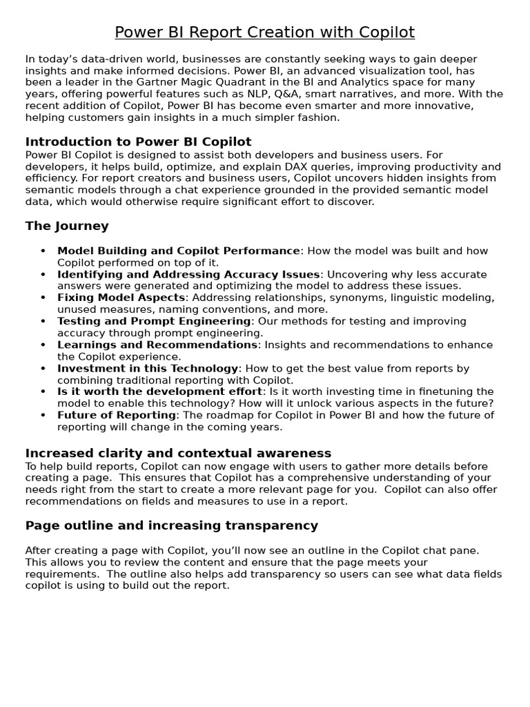 Creating Power BI Reports with Copilot | PDF | Analytics | Microsoft Azure