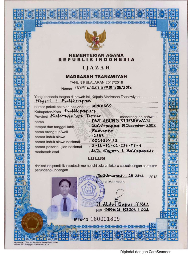 Ijazah Mts Agung | PDF