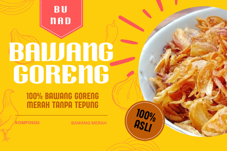 Kuning Ilustrasi Makanan Indonesia Mie Ayam Label | PDF