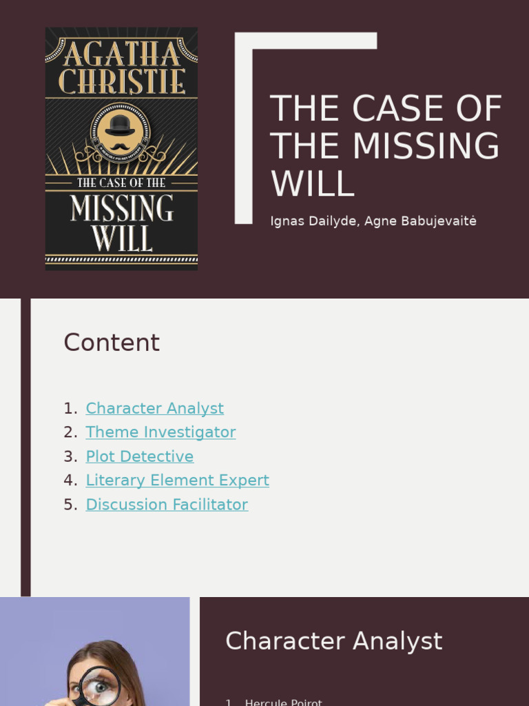 The Case of The Missing Will (Mok) | PDF | Hercule Poirot | Arthur Hastings