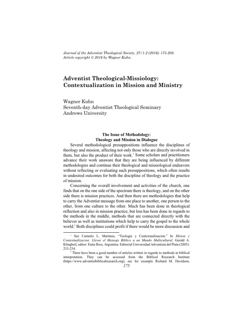 Adventist Theology and Mission Methods | PDF | Jesus | Christian Mission