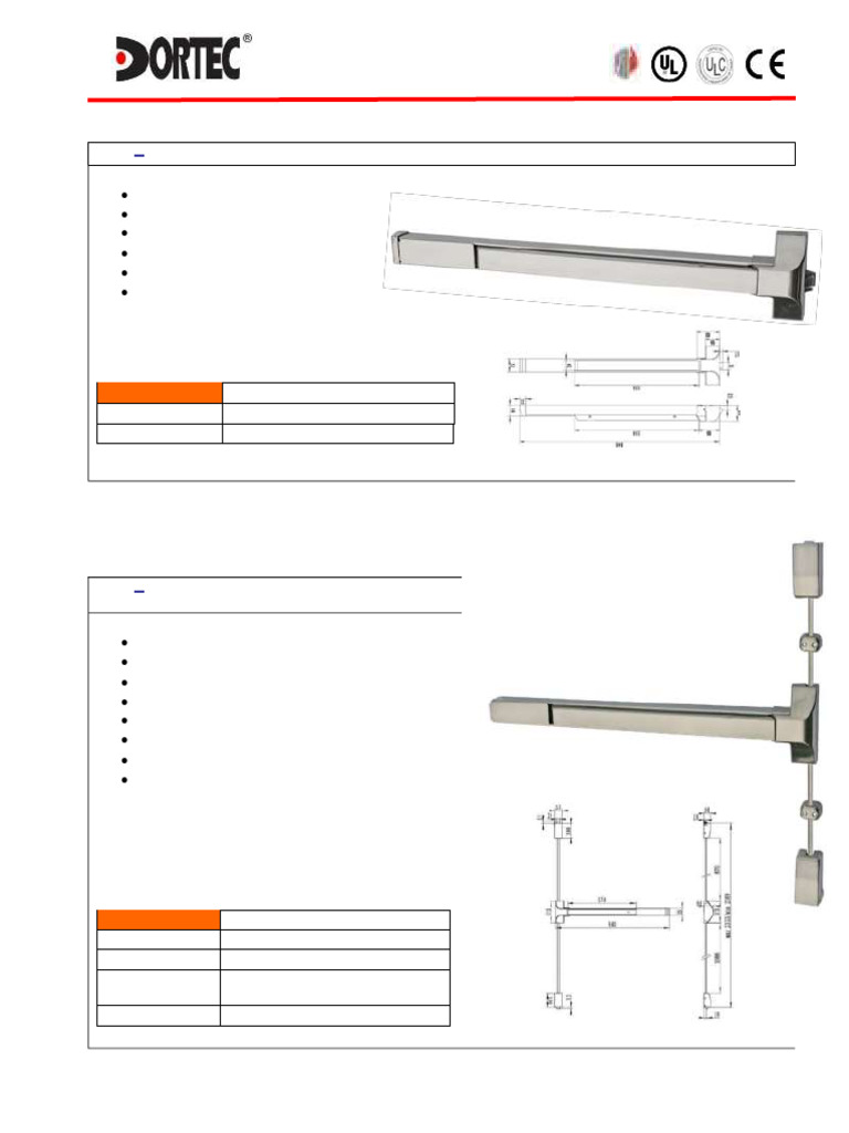 Ficha y Certificados Dortec-Barra y Manija | PDF