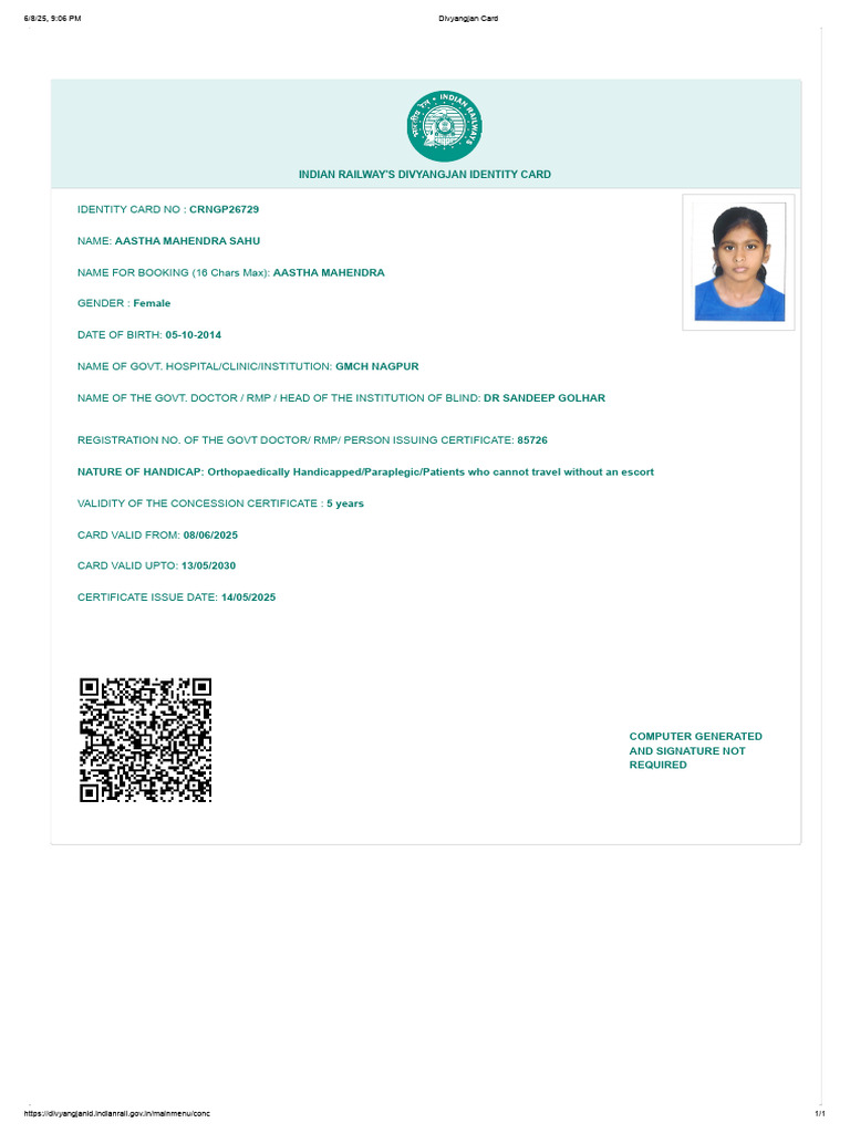 Divyangjan Card full | PDF | Authentication | Government And Personhood