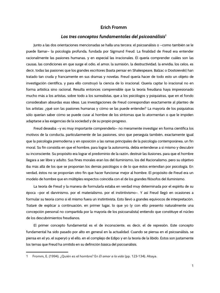 FROMM (Los Tres Conceptos Fundamentales Del Psicoanálisis) | PDF ...