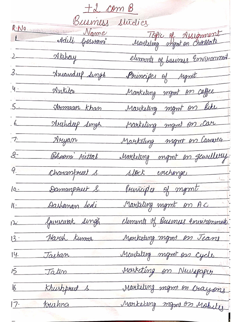 Business Studies Assignment Topic (+2com B) | PDF