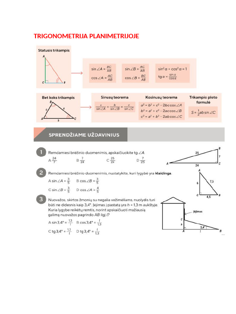 Trigonometrija Planimetrijoje | PDF
