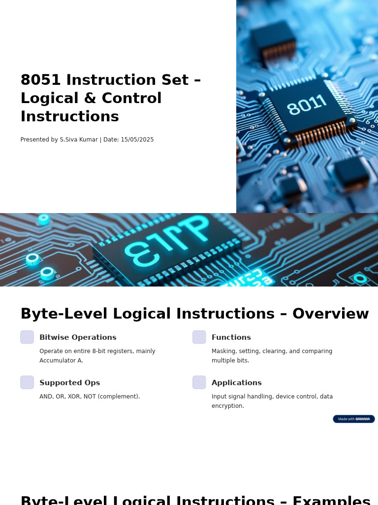 8051 Instruction Set Logical and Control Instructions | PDF | Bit ...