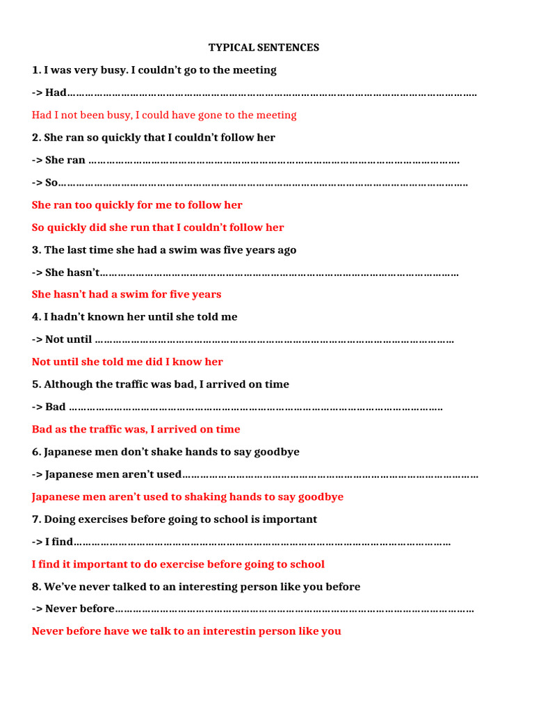 Typical Sentences | PDF