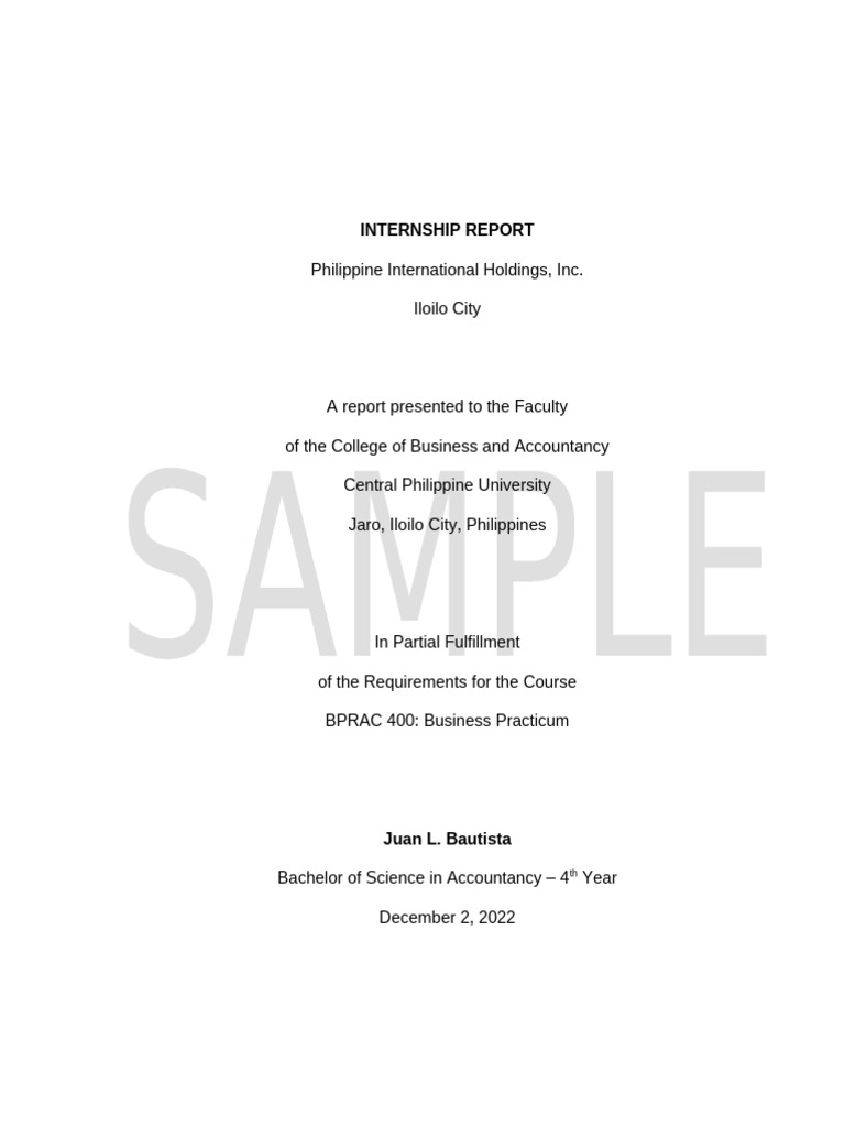 Internship Report: Philippine Holdings | PDF
