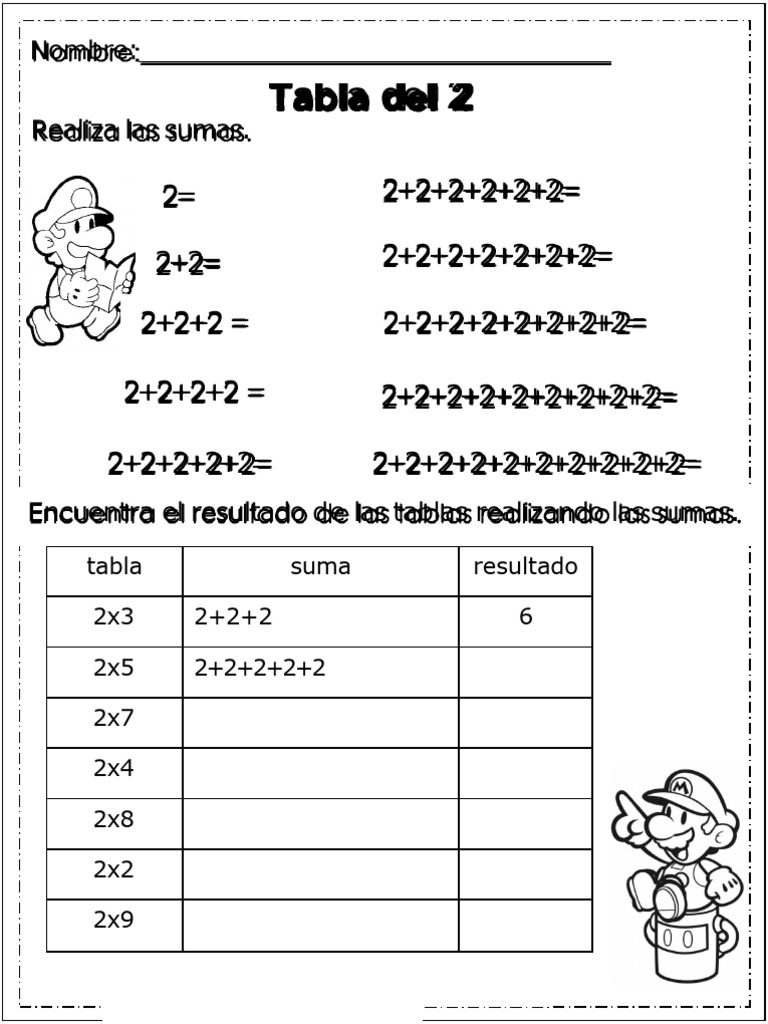 Tablas de multiplicar y sumas básicas | PDF