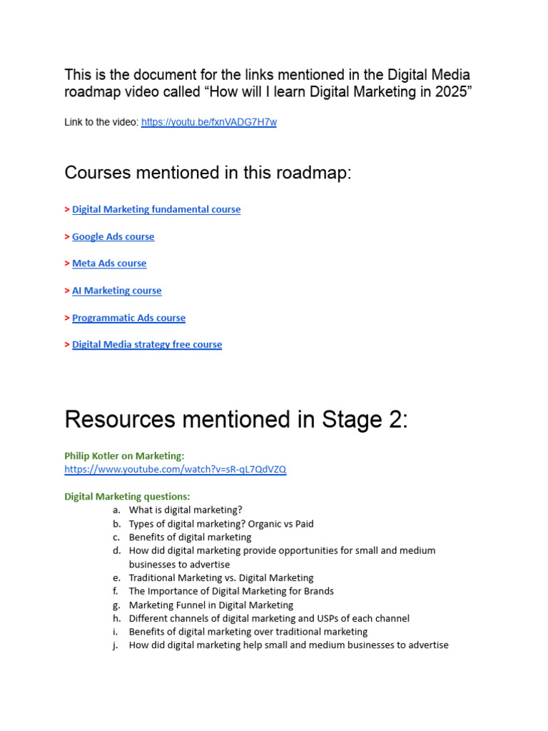 Roadmap Sheet | PDF | Marketing | Digital Marketing