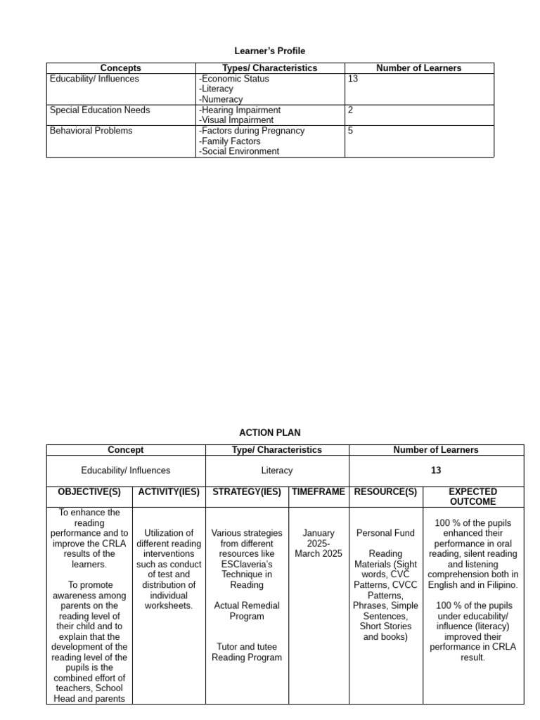 Action Plan Template 2024 | PDF | Applied Linguistics | Learning Methods
