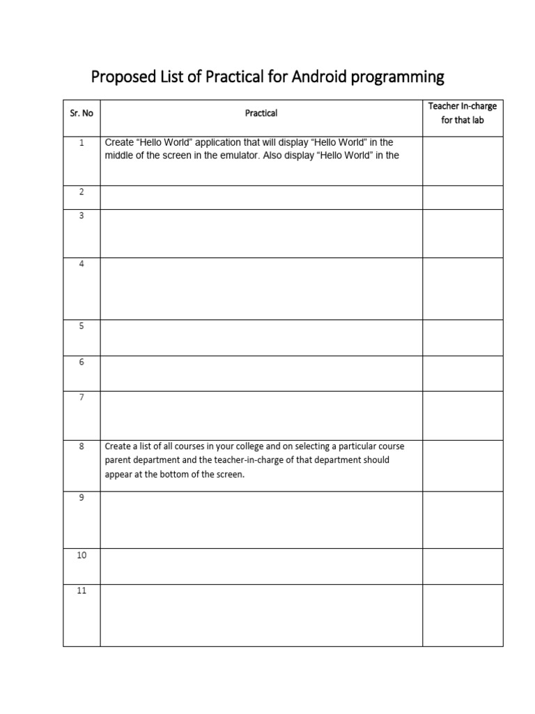 Practical List For Android Programming | PDF | Android (Operating System) | Login
