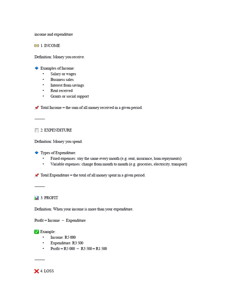 Notes Income and Expenditure | PDF