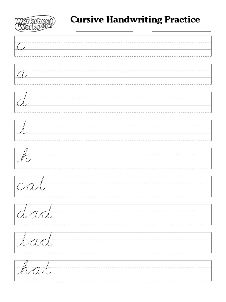 WorksheetWorks Cursive Handwriting Practice 1 | PDF