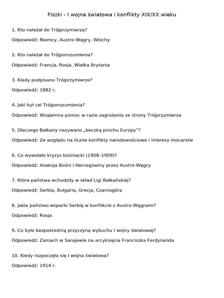 Fiszki I Wojna Swiatowa | PDF