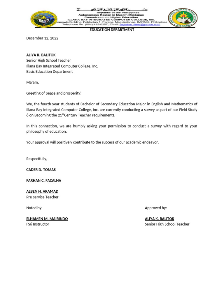 Letter To The Professional Teacher | PDF | Learning