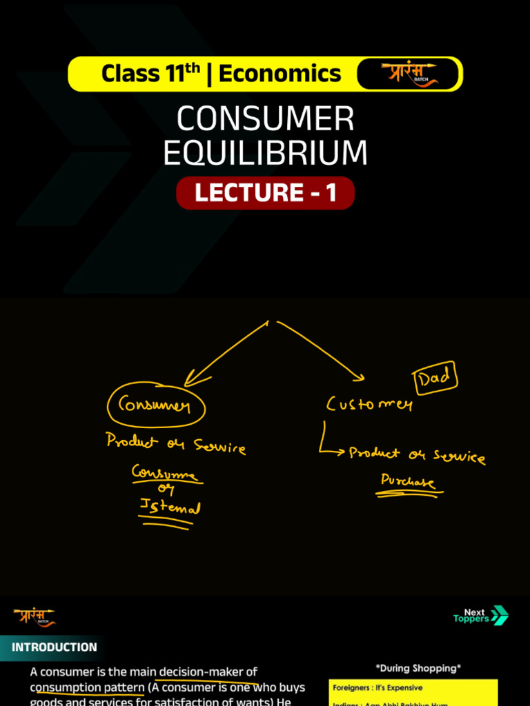 Consumer Equilibrium - L 1 | PDF