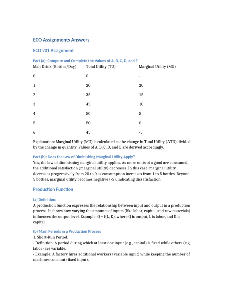 ECO Assignments Detailed Answers | PDF | Utility | Recession